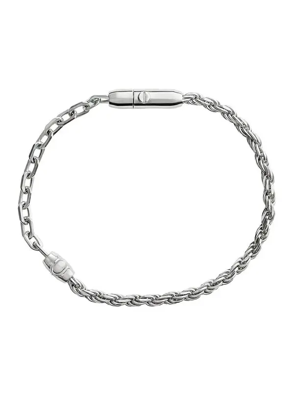 Bottega Veneta Sterling Silver Contrasting Chain Bracelet - Multicolor