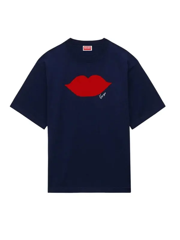 Kenzo Short-sleeved Sweater With Lip Intarsio