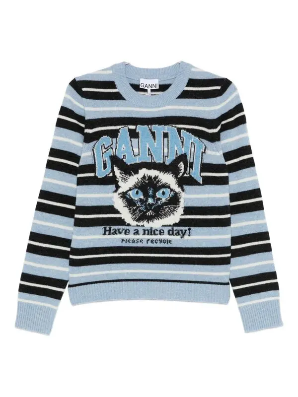 GANNI Wool Crewneck Sweater - Multicolor