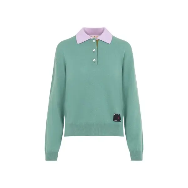 Marni Cashmere Polo Neck Sweater - Green