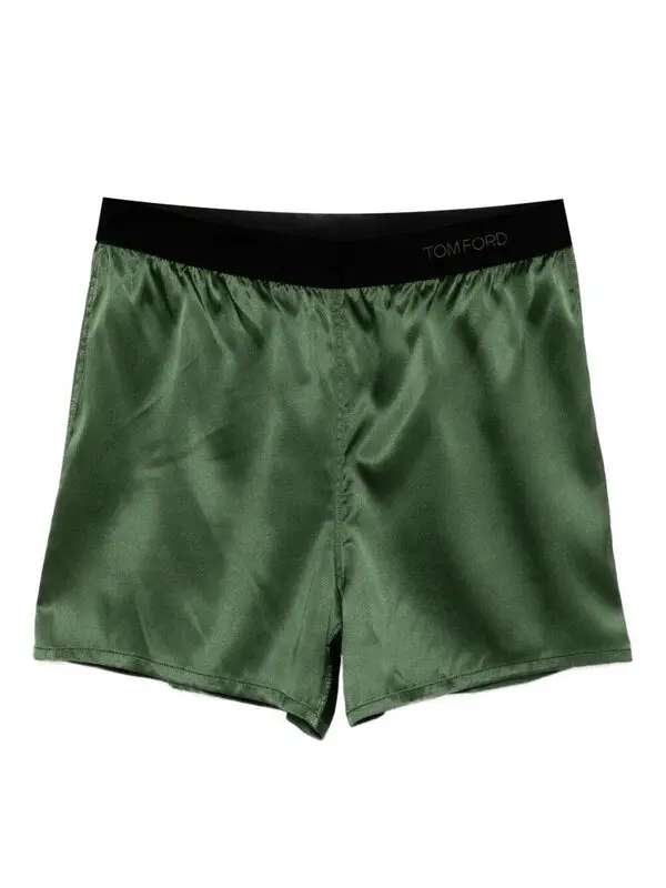 TOM FORD Stretch Silk Satin Shorts - Green