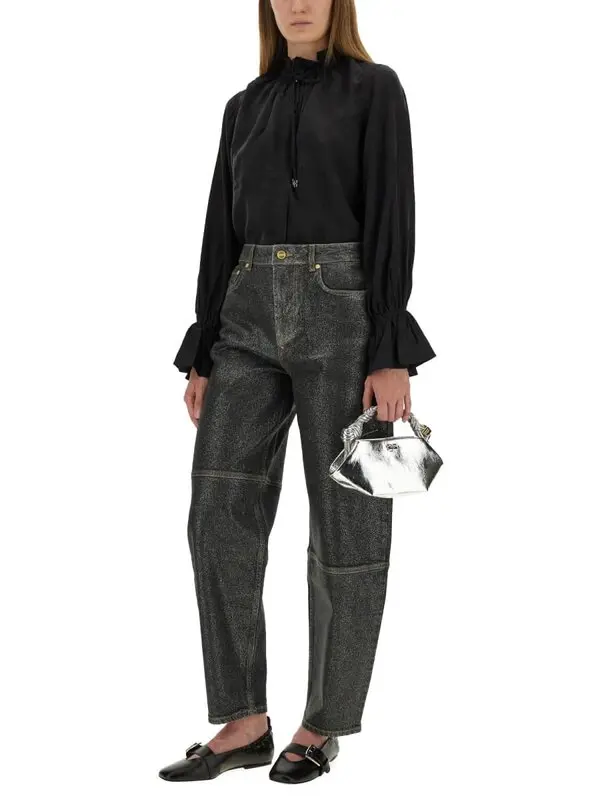 GANNI Fluid Cupro Shirt - Black
