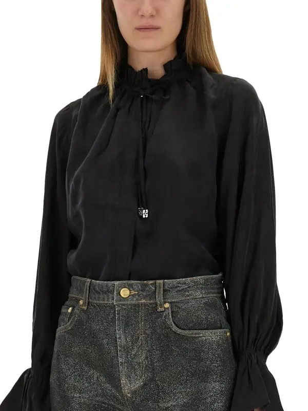 GANNI Fluid Cupro Shirt - Black