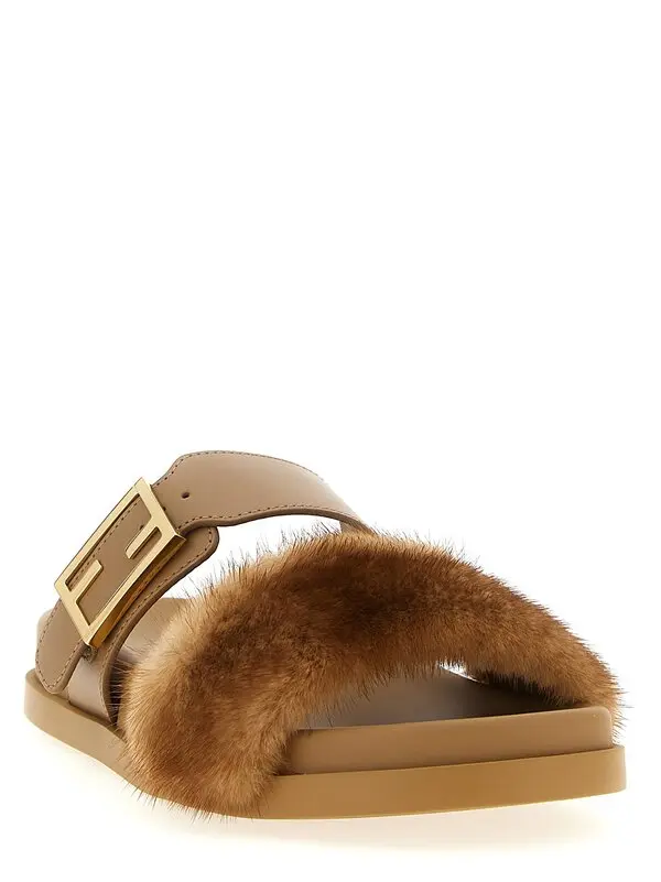 Fendi Feel Leather Slides