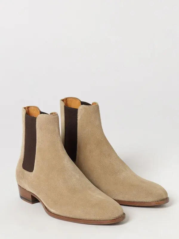 Saint Laurent Suede Chelsea Boots With Round Toe