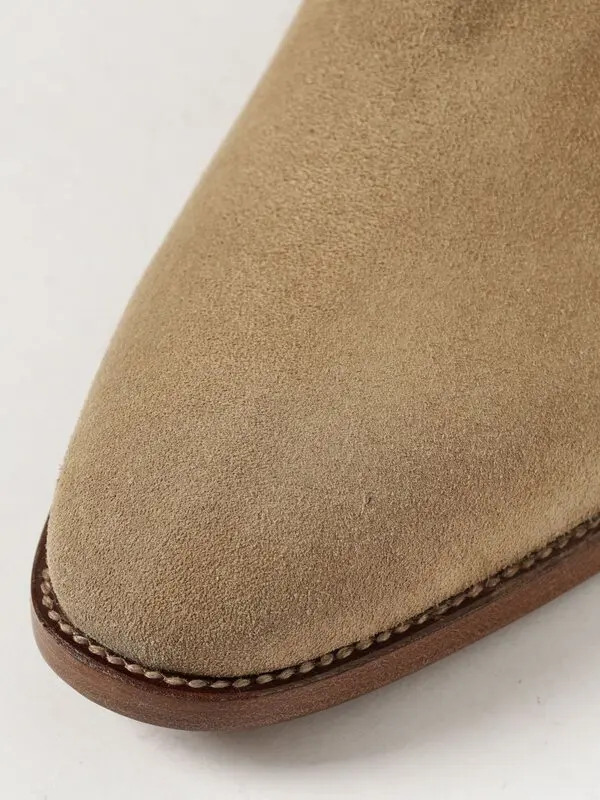 Saint Laurent Suede Chelsea Boots - Cream