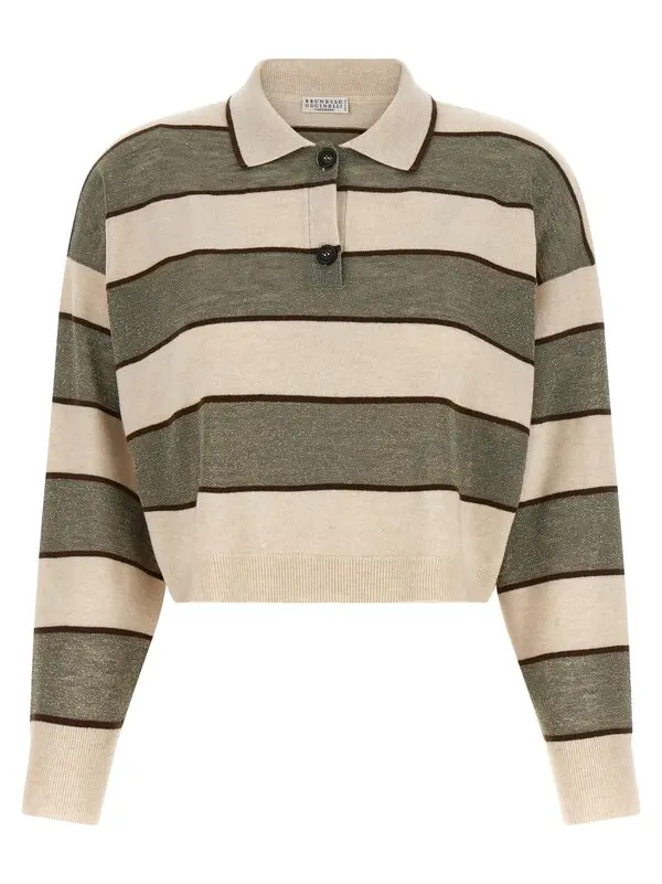 Brunello Cucinelli Sparkling Stripes Polo Shirt - Multicolor