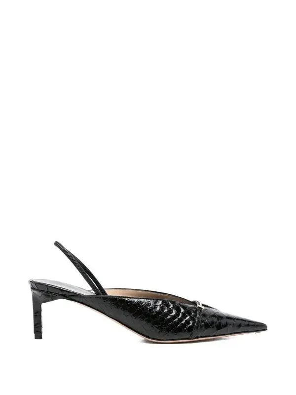 TOM FORD Julienne Semi Shiny Python-effect Leather Slingback Pumps - Black