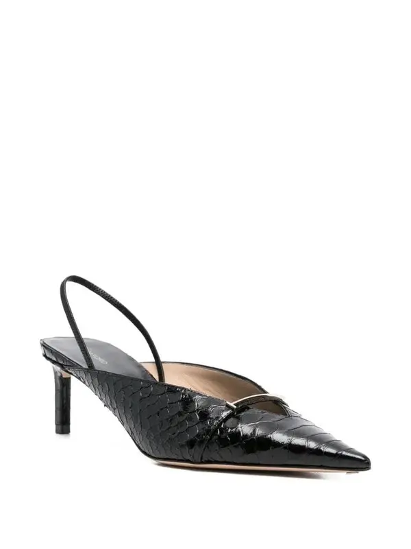 TOM FORD Julienne Semi Shiny Python-effect Leather Slingback Pumps - Black