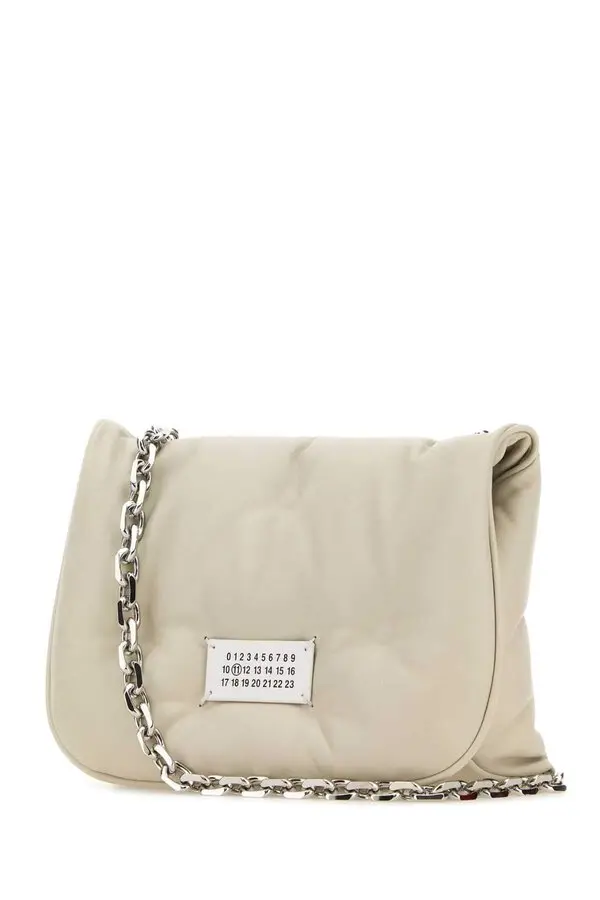 MAISON MARGIELA Nappa Leather Small Glam Slam Flap Crossbody Bag - Gray