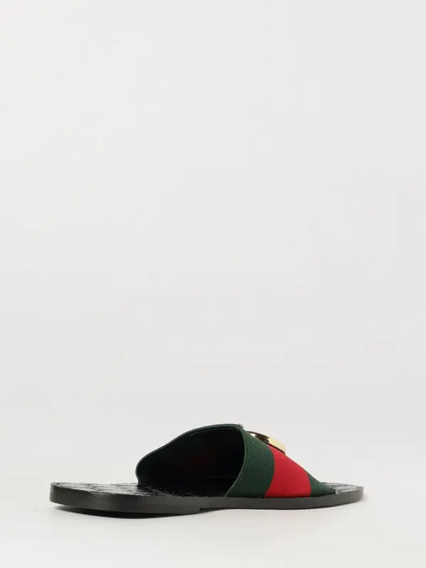 Gucci Gg Monogram Canvas Slides With Striped Detail