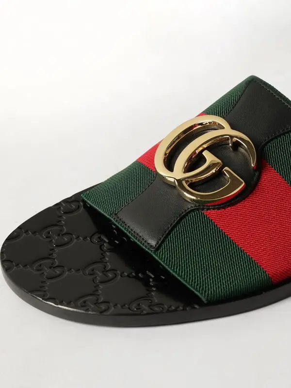 Gucci Gg Monogram Slides - Black