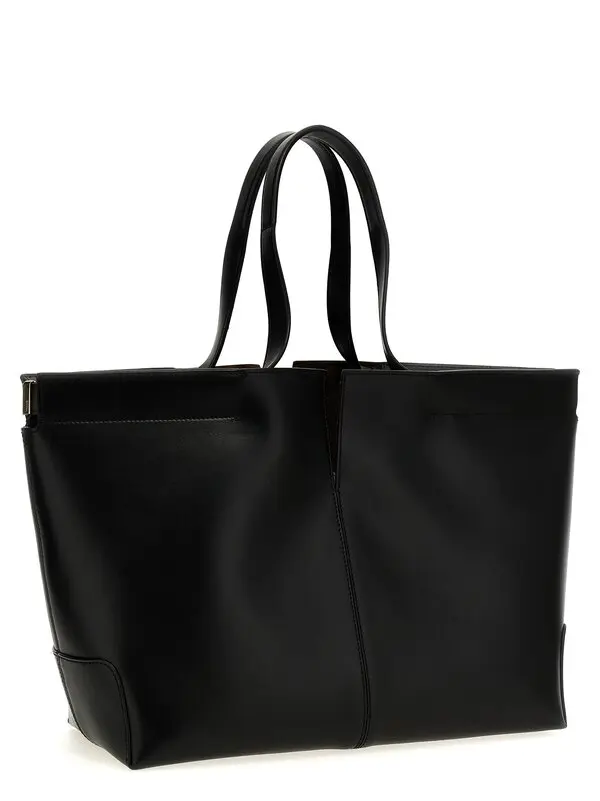 TOD'S Di Bag Folio Leather Shopper - Black