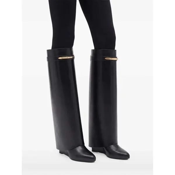 Givenchy Knee-high Wedge Heel Shoes - Black