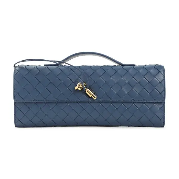 Bottega Veneta Andiamo Long Intreccio Clutch - Blue