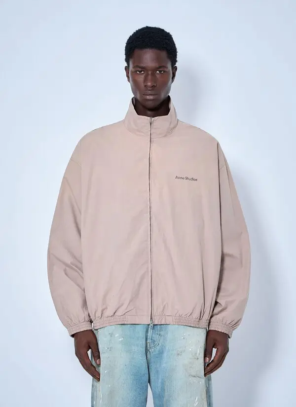 Acne Studios Logo Printed Zip-up Jacket - Cream