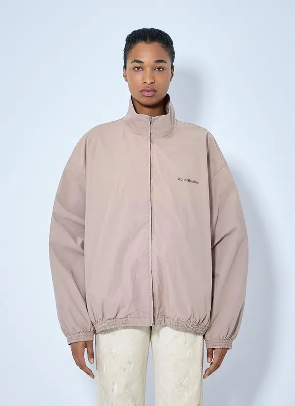 Acne Studios Logo Printed Zip-up Jacket - Cream