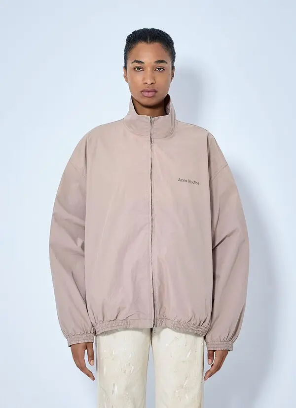 Acne Studios Logo Printed Zip-up Jacket - Cream