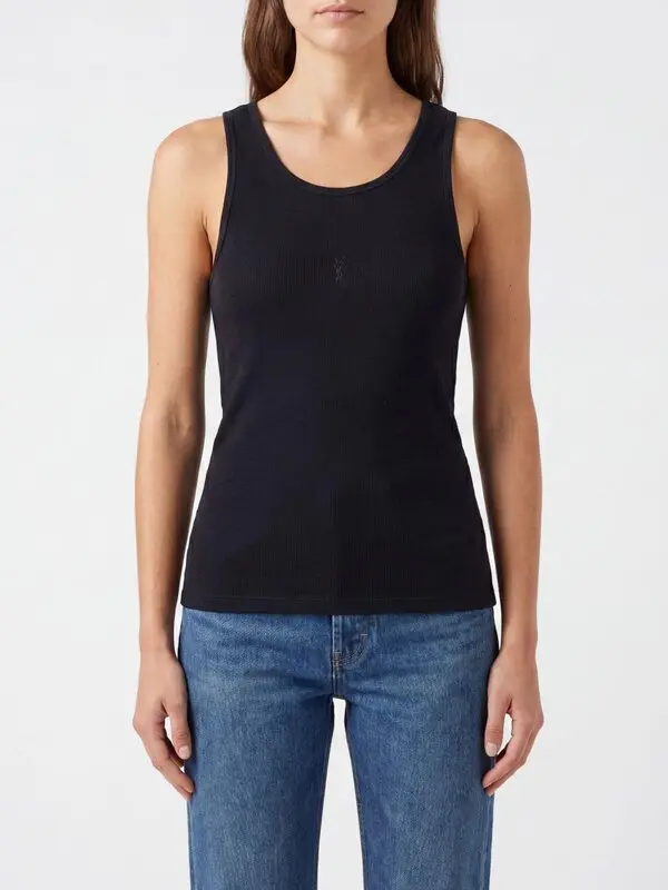 Saint Laurent Cotton Basic Tank Top - Blue