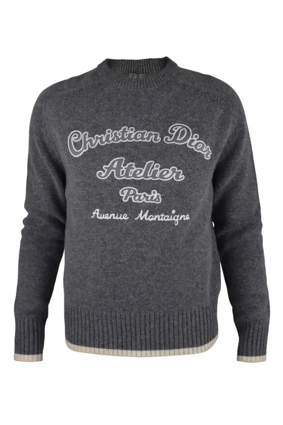 Dior Virgin Wool Atelier Knit Sweater - Gray