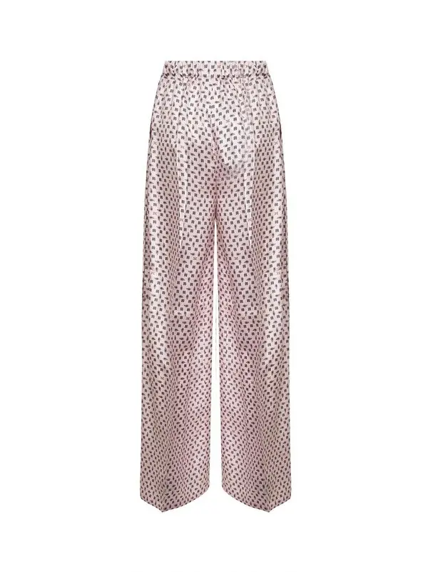Max Mara Pink Printed Silk Twill Mxmviscio Trousers - Multicolor