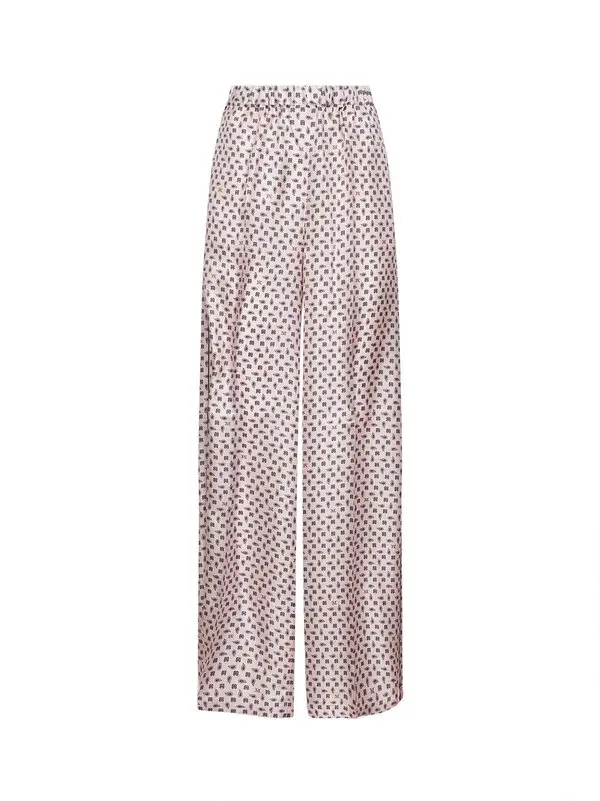 Max Mara Pink Printed Silk Twill Mxmviscio Trousers - Multicolor