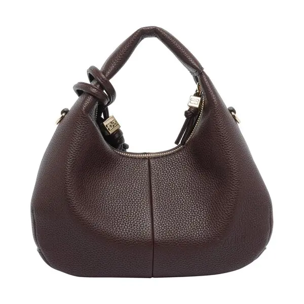 GANNI Mini Logo Hobo Bag - Brown