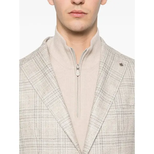 Tagliatore Check Pattern Silk And Virgin Wool Blazer