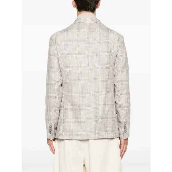 Tagliatore Check Pattern Silk And Virgin Wool Blazer