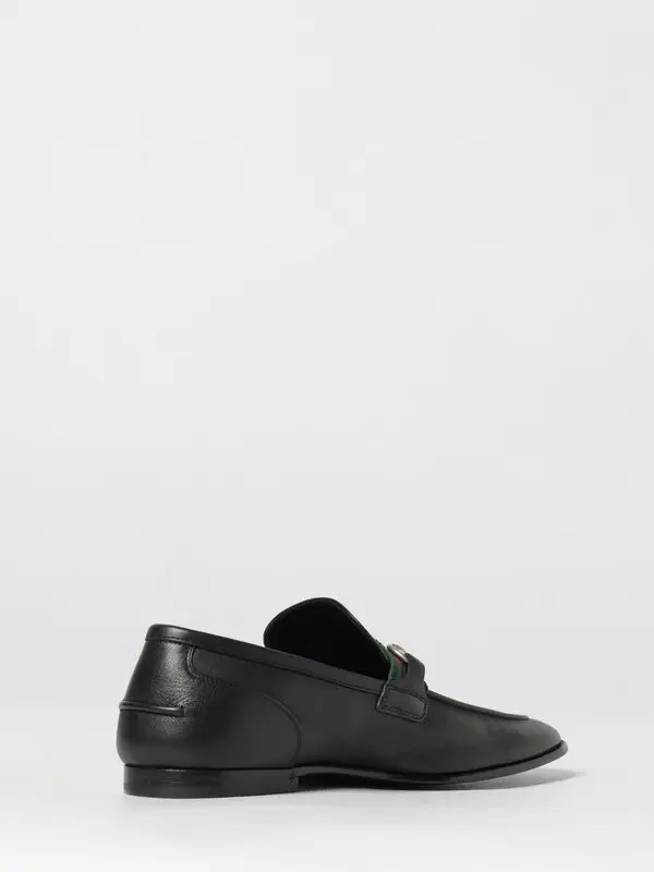 Gucci Como Leather Loafers With Horsebit Detail And Web Stripe - Black