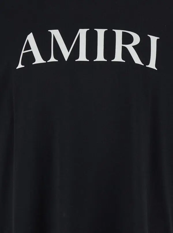 Amiri Crewneck T-shirt With Logo Lettering Print On The Front In Cotton - Black