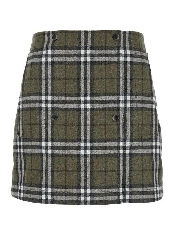 Burberry Virgin Wool Check Motif Skirt - Multicolor