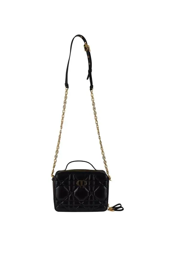 Dior Leather Caro Box Bag - Black