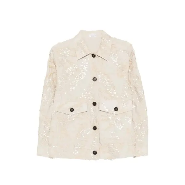 Brunello Cucinelli Neutrals Jackets Oversized Jackets - Cream