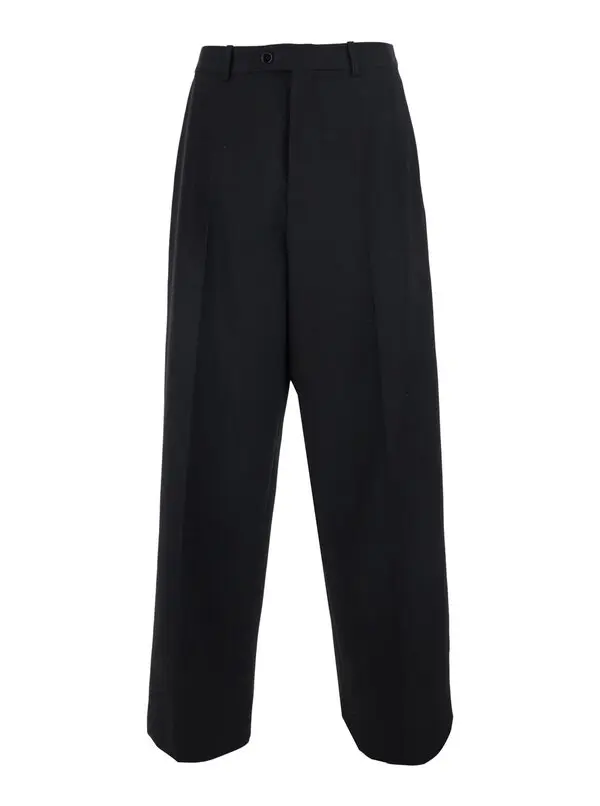 Balenciaga Black Pants With Button And Zip Closure At The Front In Wool For