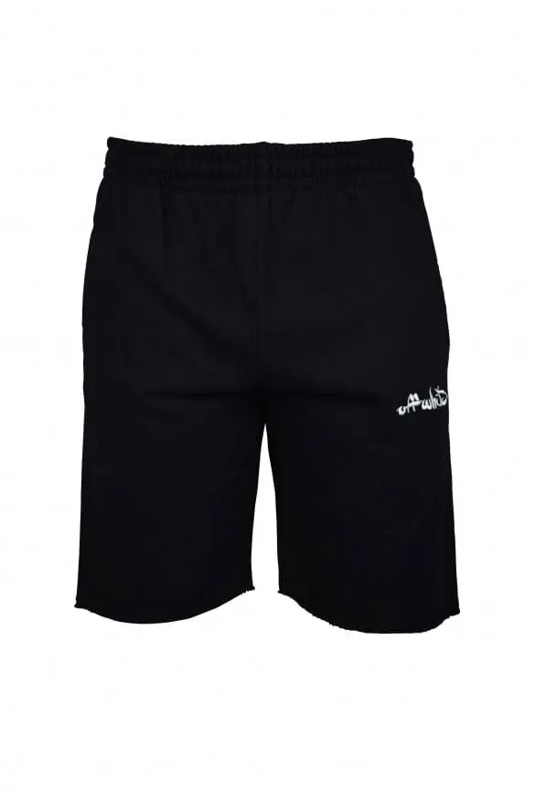 Off-White Cotton Logo Print Shorts - Black