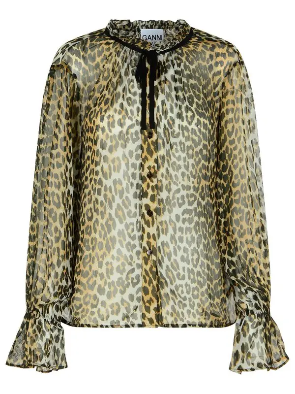 GANNI Leopard Print Viscose Shirt