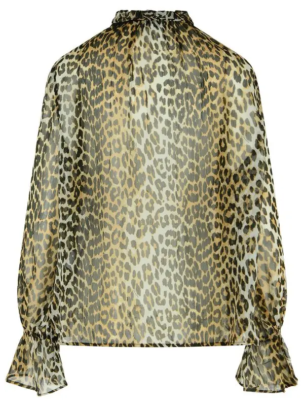 GANNI Leopard Print Viscose Shirt