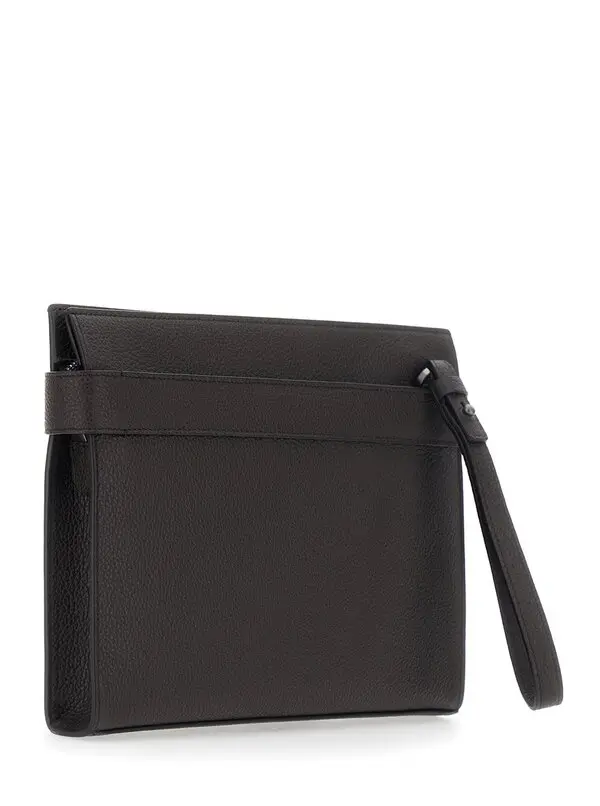 FERRAGAMO Clutch With Hug Side Buckles In Leather