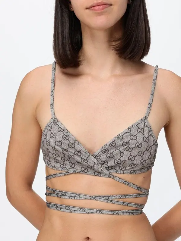 Gucci Gg Monogram Jersey Triangle Bikini - Cream