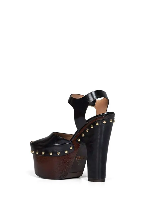 Chloé Meret Platform Clogs In Shiny Calfskin Leather - Multicolor