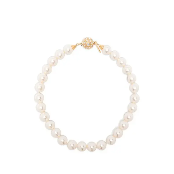 Alessandra Rich Faux-pearl Embellished Bead Chain Necklace - Cream
