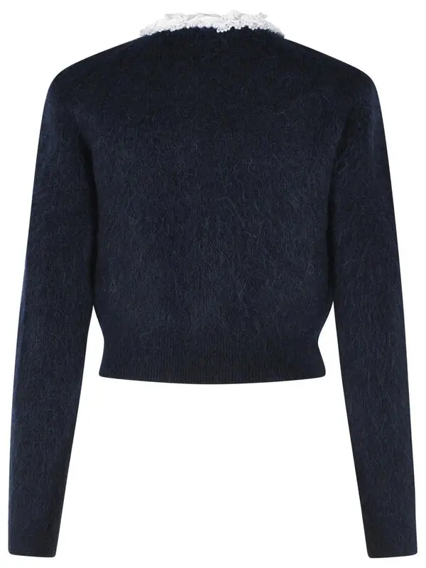 SELF-PORTRAIT Alpaca Blend Cardigan - Blue