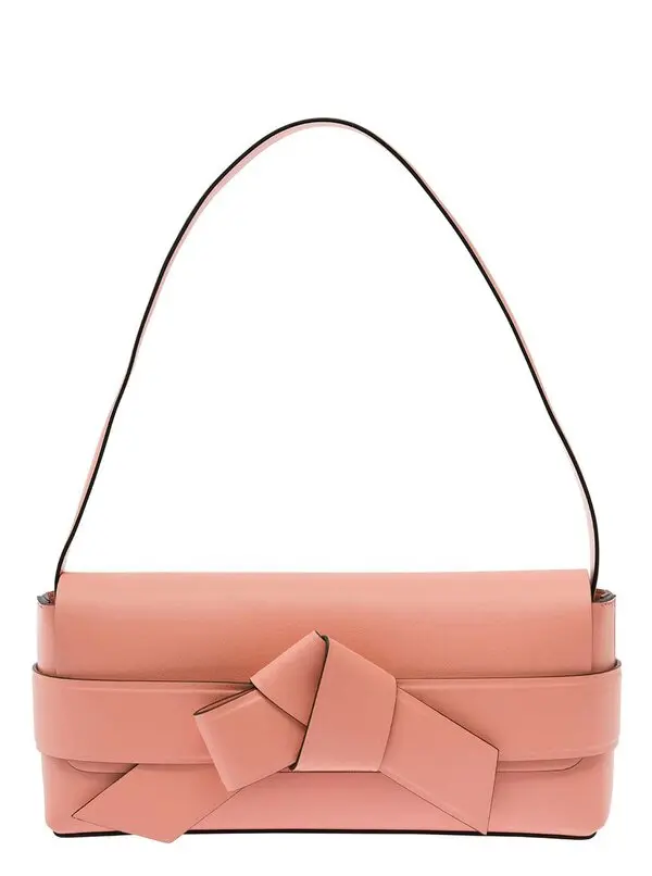 Acne Studios Pink Shoulder Bag With Musubi Knot Detail In Leather - Multicolor