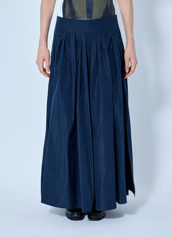 Max Mara Pleated Maxi Skirt - Blue
