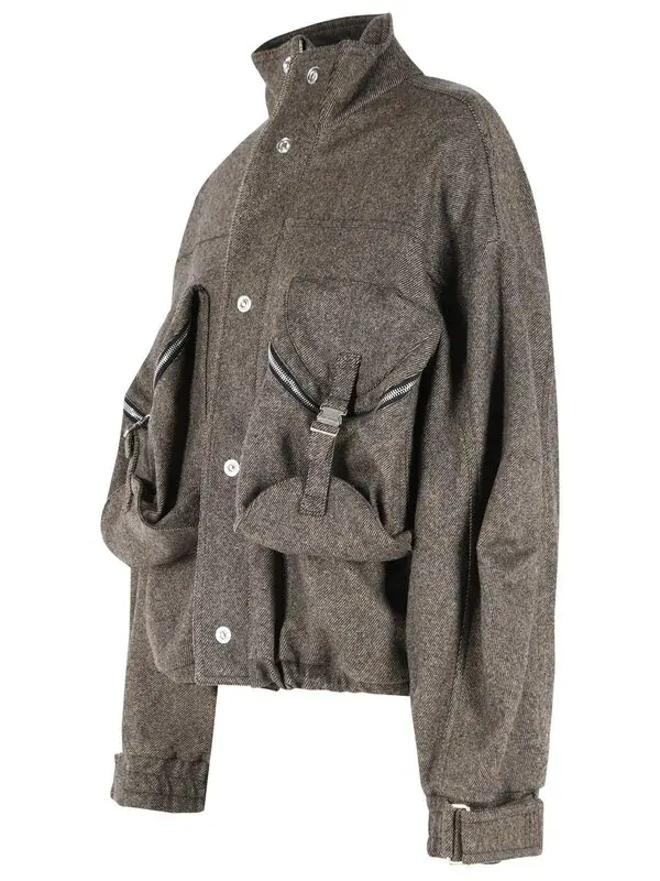 Attico Wool Blend Bomber Jacket - Cream