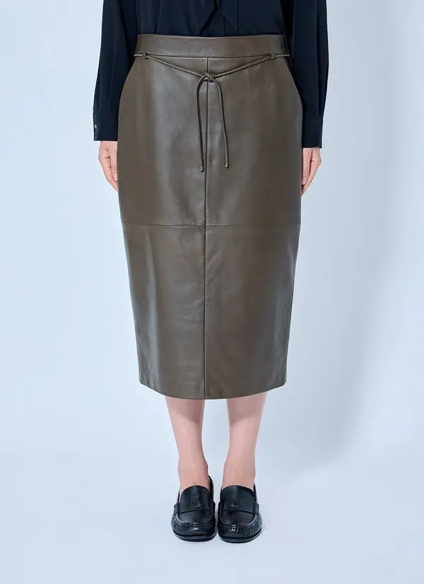 Max Mara Leather Midi Skirt