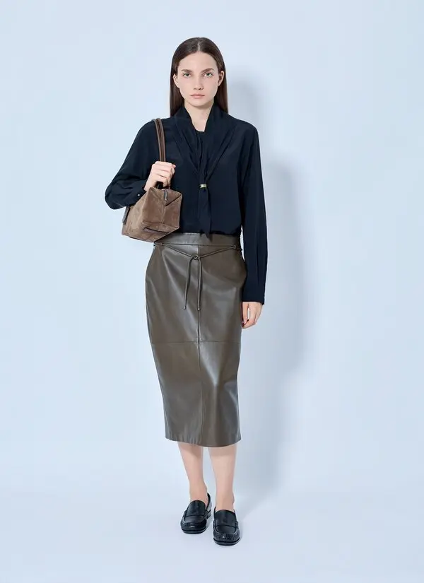 Max Mara Leather Midi Skirt