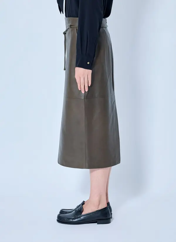 Max Mara Leather Midi Skirt