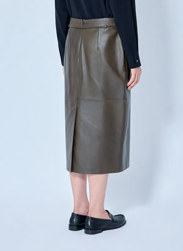 Max Mara Leather Midi Skirt